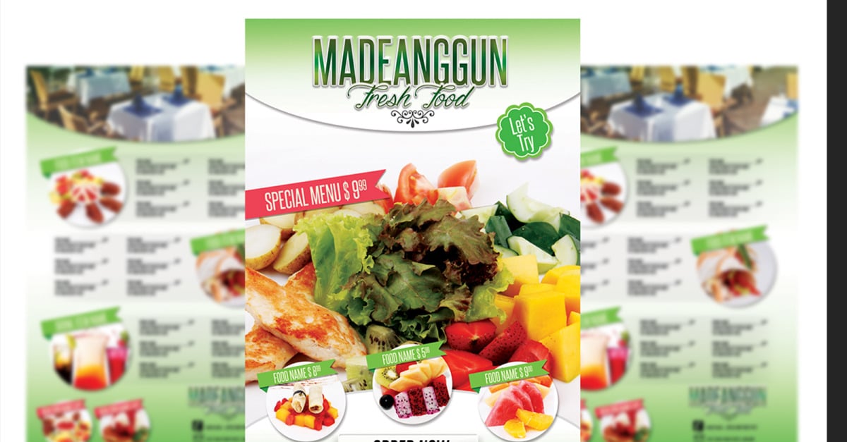Fresh Food Restaurant Menu #273673 - TemplateMonster