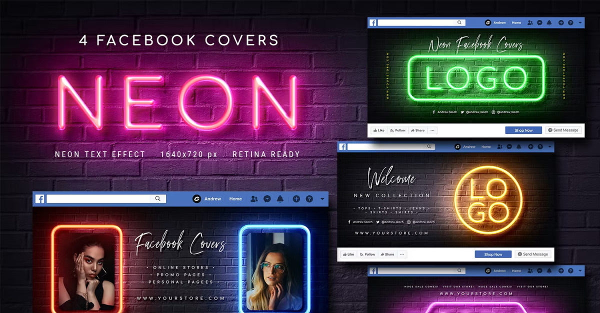 Neon Facebook Covers Templates #273742 - TemplateMonster