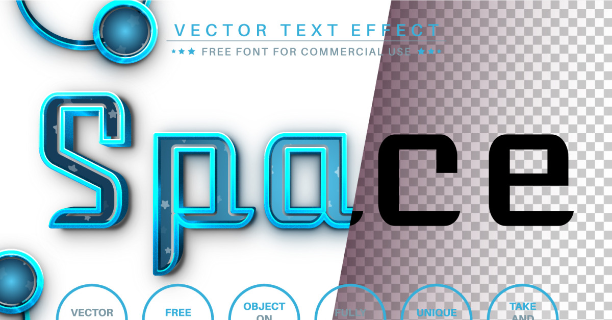 Blue Space - Editable Text Effect, Font Style, Graphics Illustration