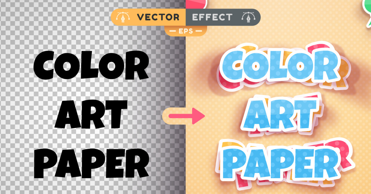 Color Art Paper - Editable Text Effect, Font Style, Design Illustration