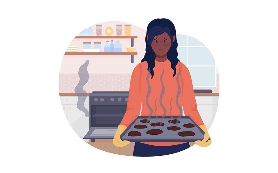 Illustration isolée de vecteur 2D de biscuits brûlés