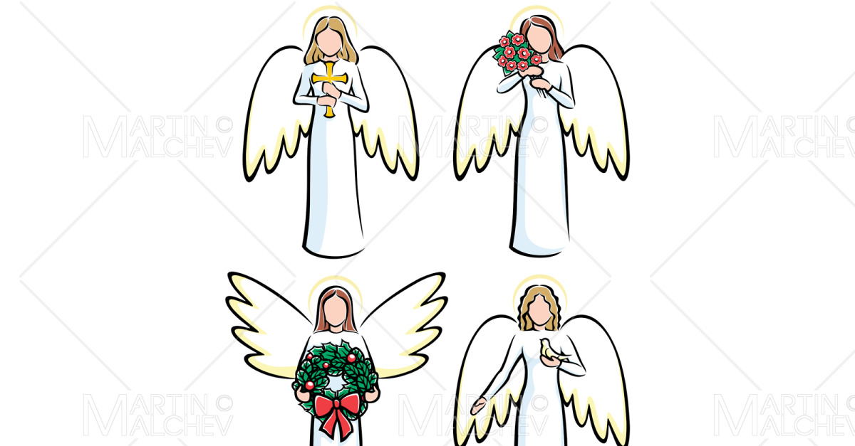 Angels Set 2 Vector Illustration #274196 - TemplateMonster