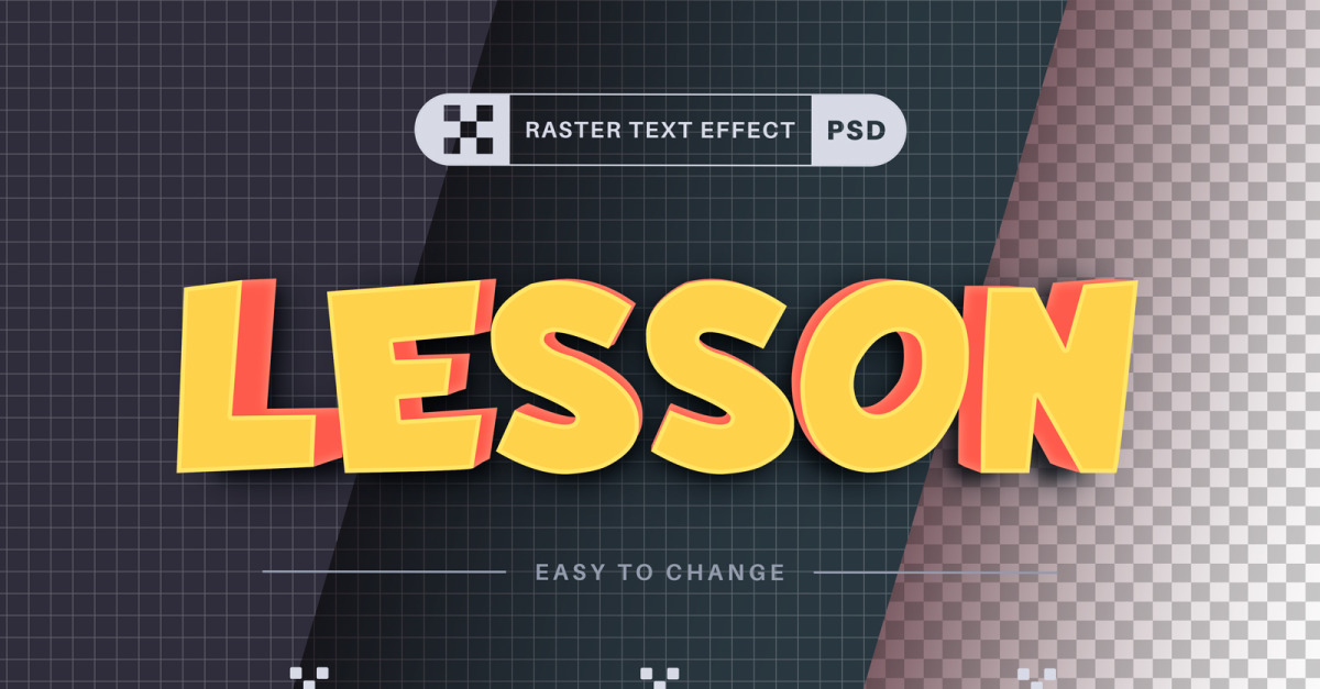 Lesson - Editable Text Effect, Font Style, Design Illustration