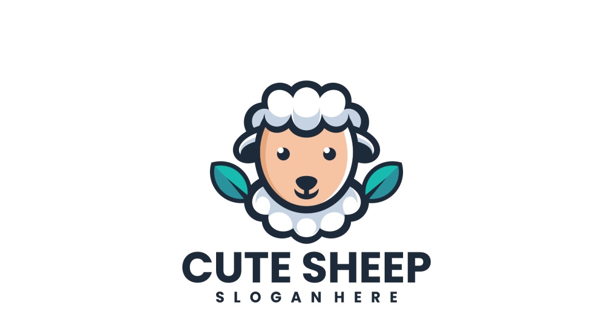 Logotipo de mascote simples de ovelha fofa - TemplateMonster