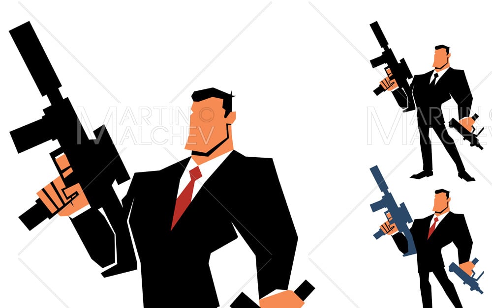 Businessman Killer on White Vector Illustration