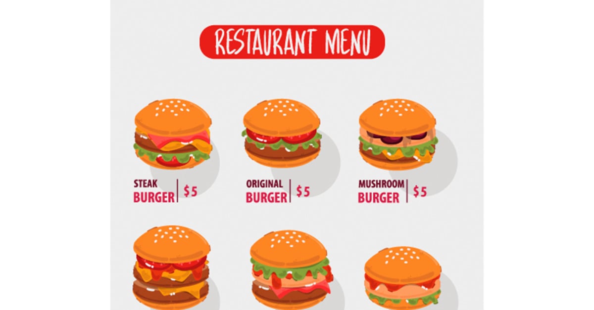 Fast Food Burger Menu Illustration #274253 - TemplateMonster