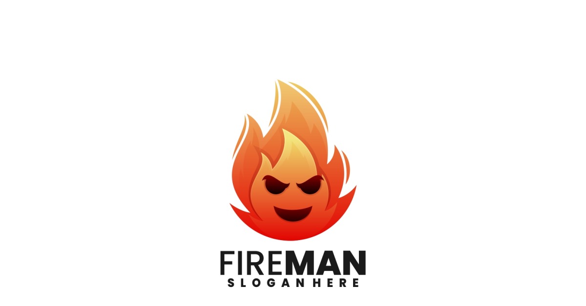 Fire Man Mascot Cartoon Logo #274289 - TemplateMonster