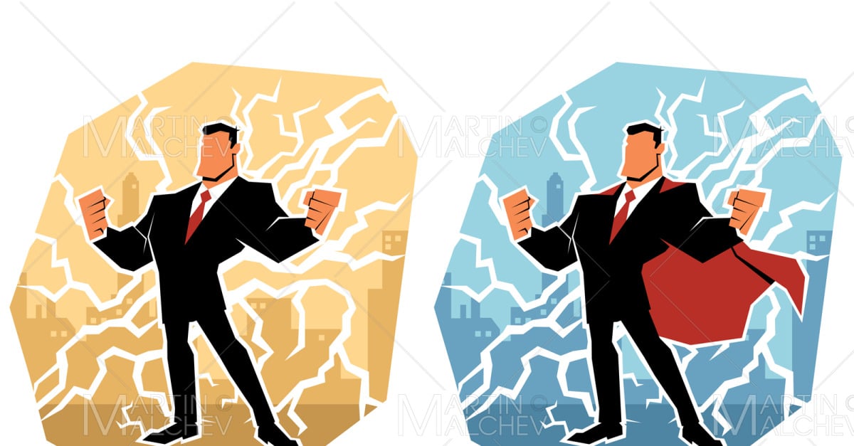 Poder de empresario en la ilustración de Vector de ciudad