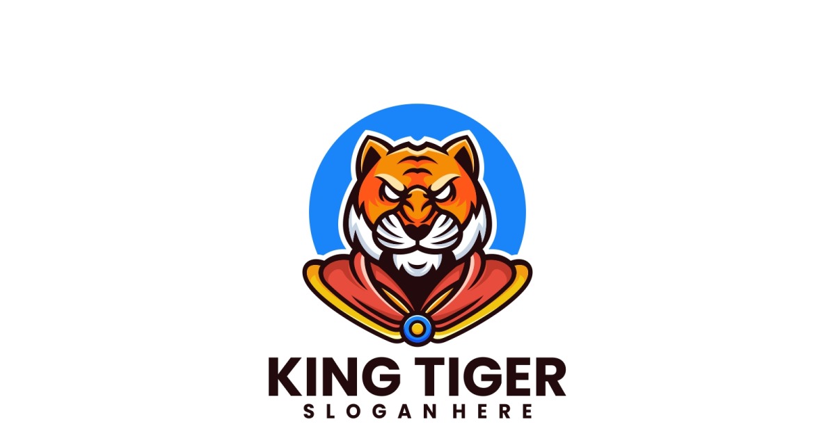 Logotipo de mascote simples do rei tigre - TemplateMonster