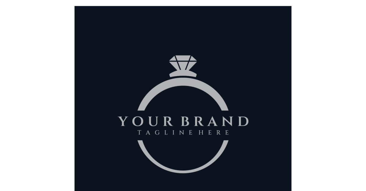 Modèle de vecteur de logo de bague de diamant de mariage