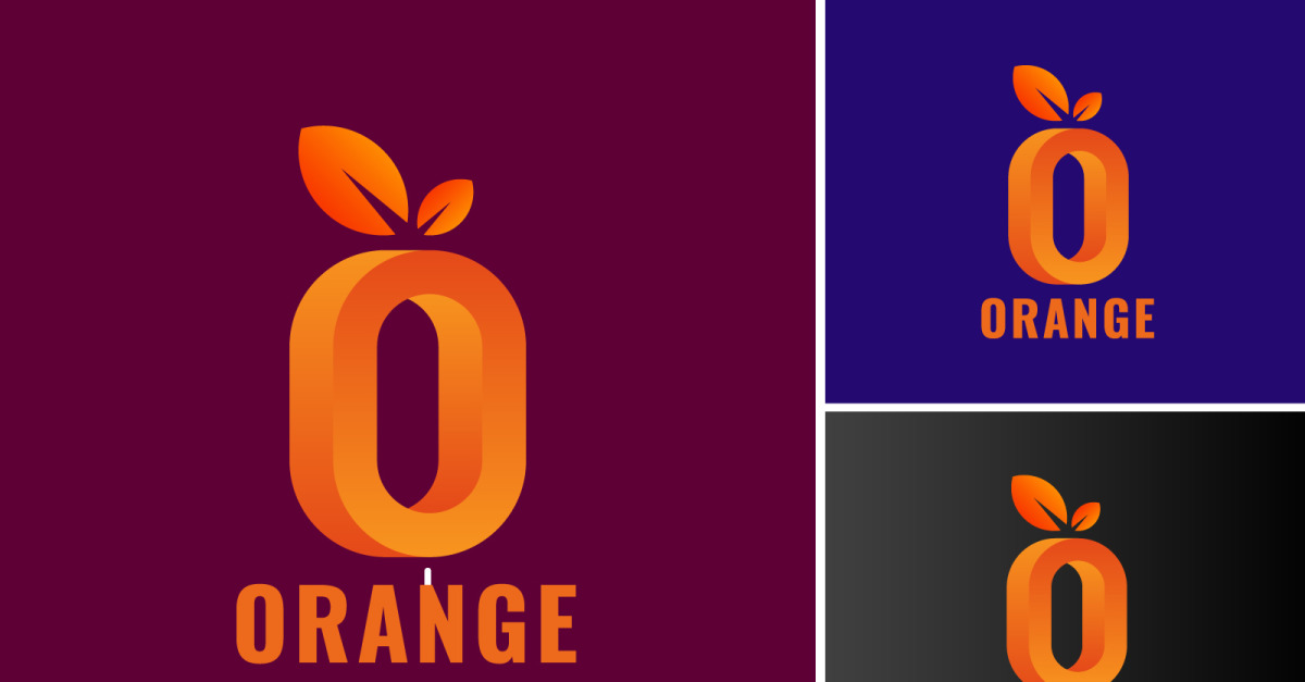O Harfi Ile Turuncu Logo Tasarımı. Yaprakları Ile Modern Modern Harf O Meyve Logosu.