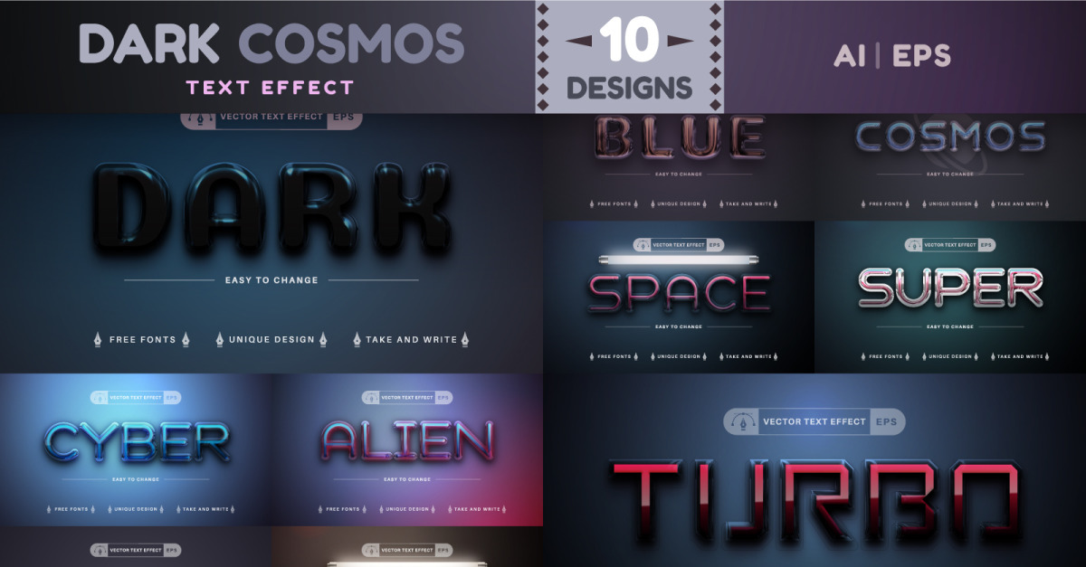 Définir 10 effets de texte modifiables en or, styles de police, illustration de conception