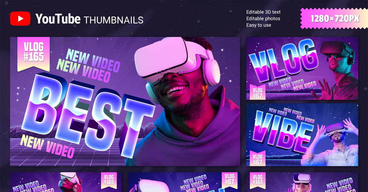 80s Retro YouTube Thumbnails #274689 - TemplateMonster