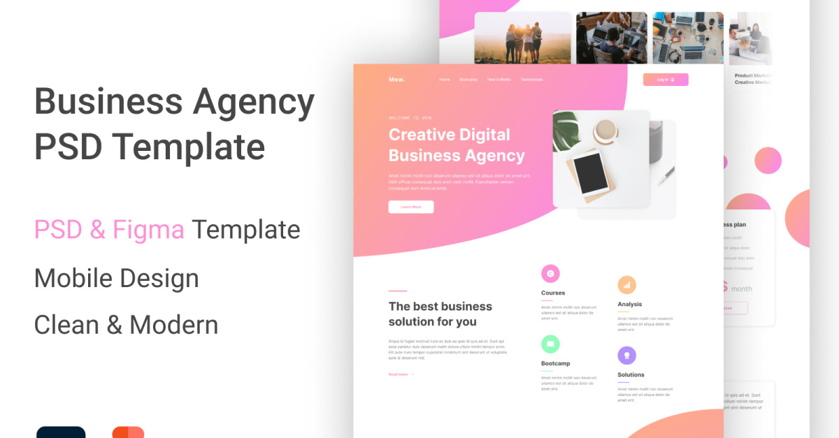 Mew - PSD-Vorlage für Geschäftsagentur - TemplateMonster