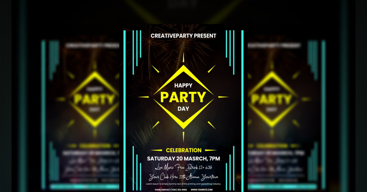 Happy Party Day Flyer Template #275171 - TemplateMonster