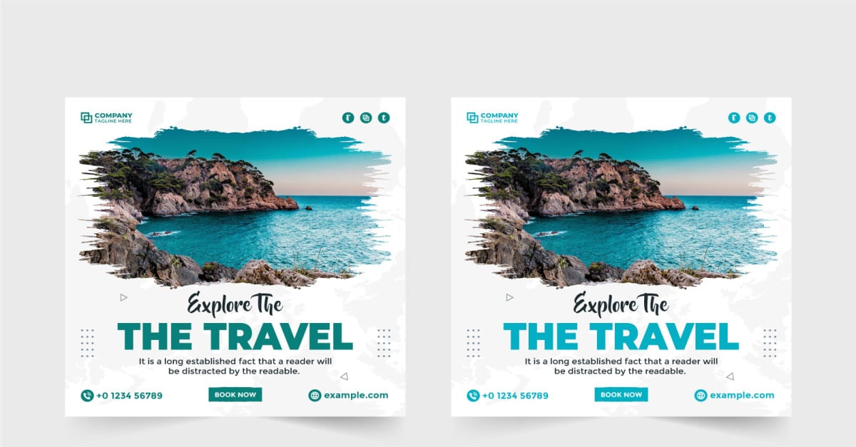 Travel agency advertising banner vector - TemplateMonster