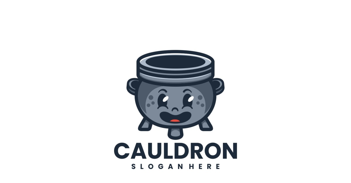 Logotipo de dibujos animados de la mascota del caldero