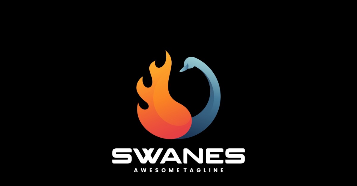 Swan Fire Gradient Logo Style #275575 - TemplateMonster
