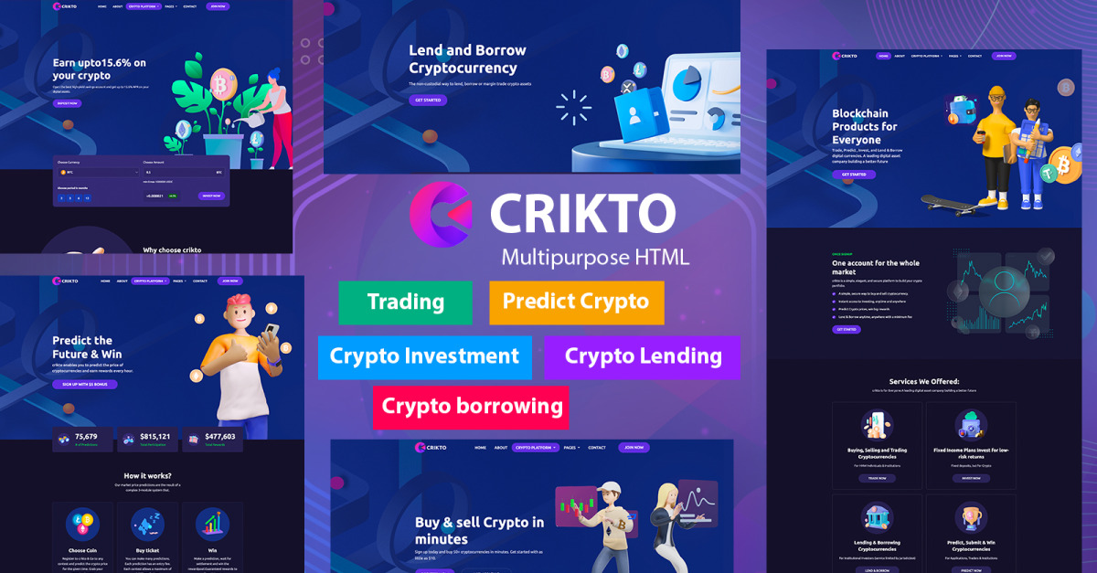 Crikto - Prédiction Crypto, Commerce, Investissement Et Prêt Crypto, Emprunter Modèle HTML5