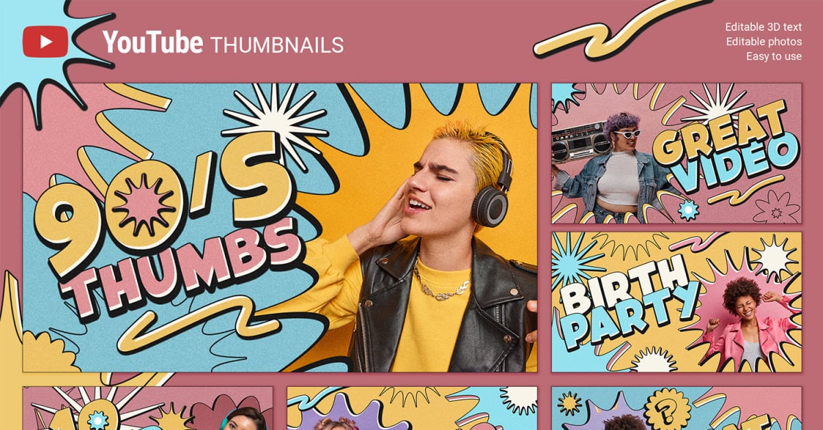 90's Style YouTube Thumbnails #275647 - TemplateMonster