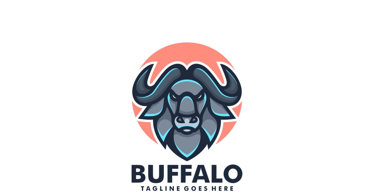Büffel-einfaches Maskottchen-Logo-Design - TemplateMonster