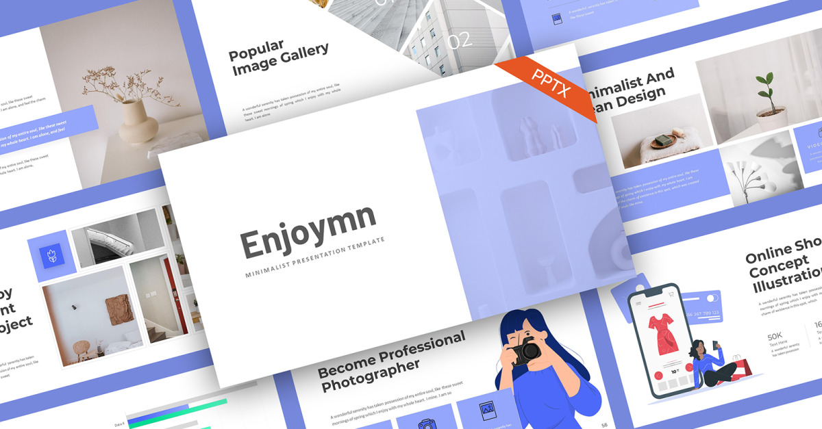 Plantilla minimalista de PowerPoint Enjoymn - TemplateMonster
