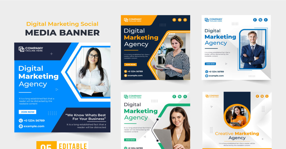 Digital Marketing Template Bundle Vector - TemplateMonster