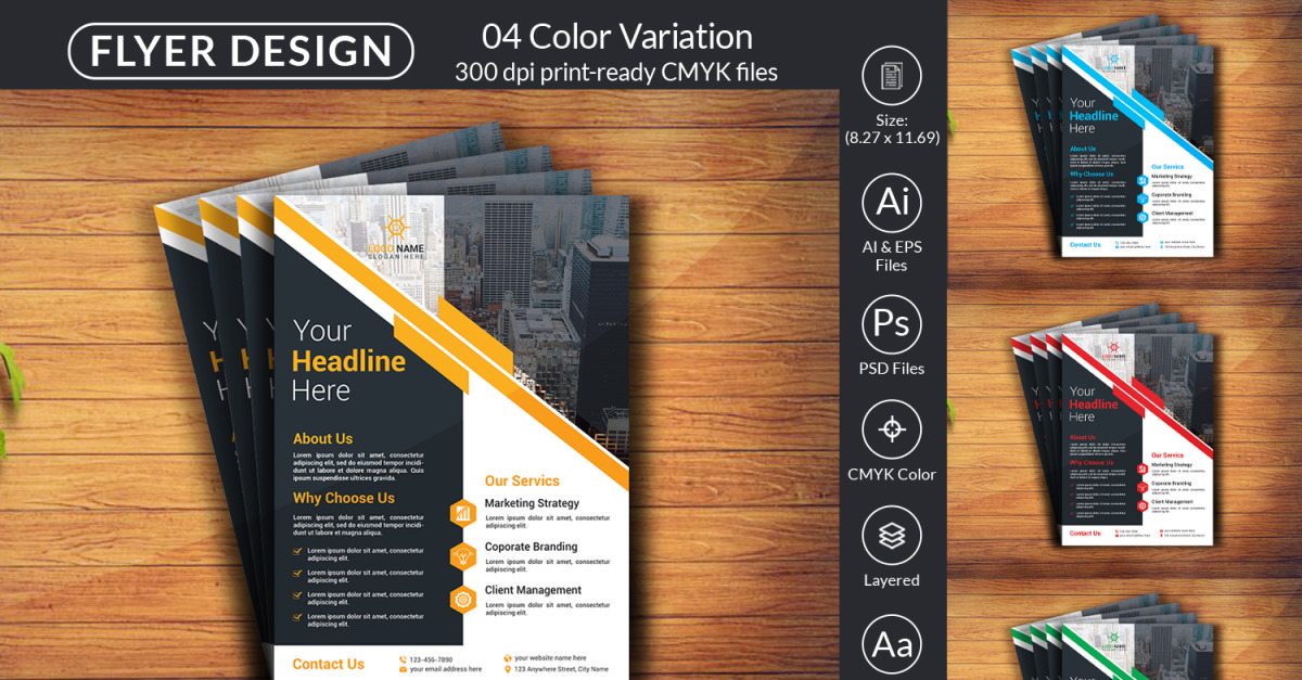 Modello di progettazione volantino professionale per aziende e aziende