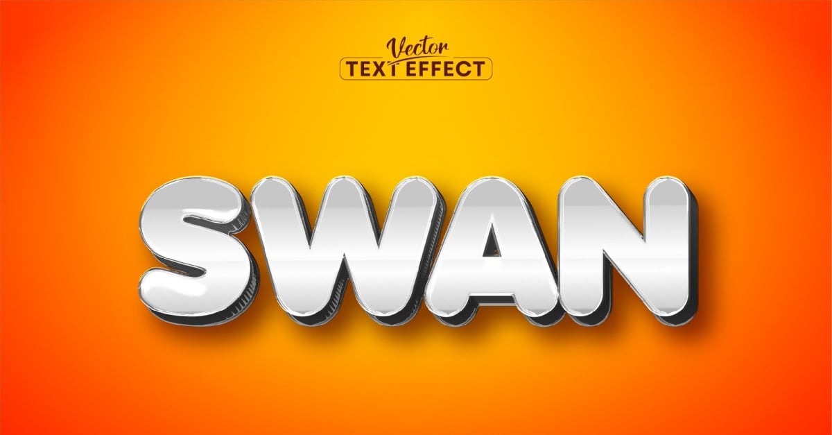 Swan - Editable Text Effect, Calligraphy Metallic Shiny Text Style ...