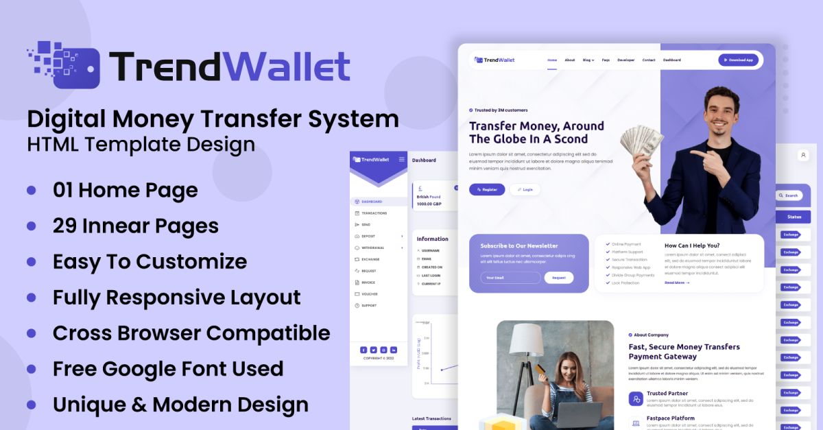 TrendWallet - Online Payment Gateway HTML Template