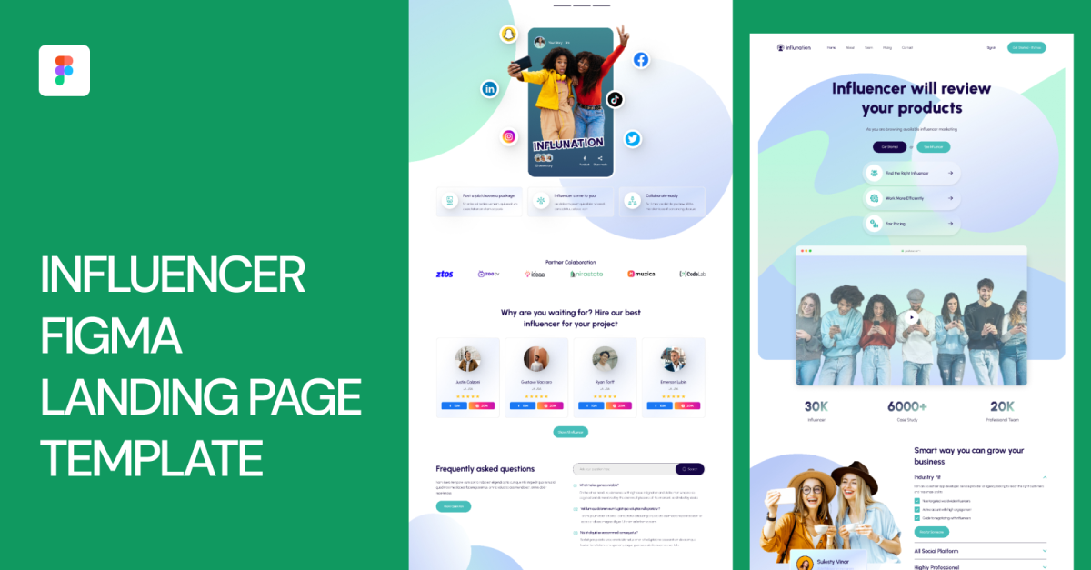 Influencer Figma Landing Page Template - TemplateMonster