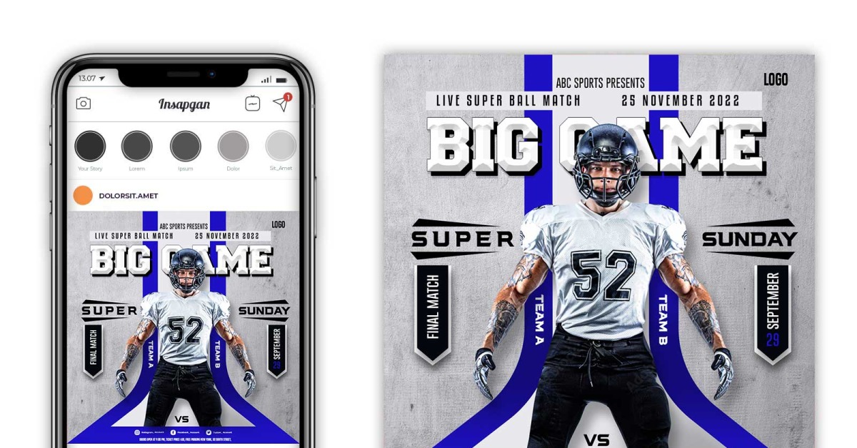 Nfl American football template poster - TemplateMonster