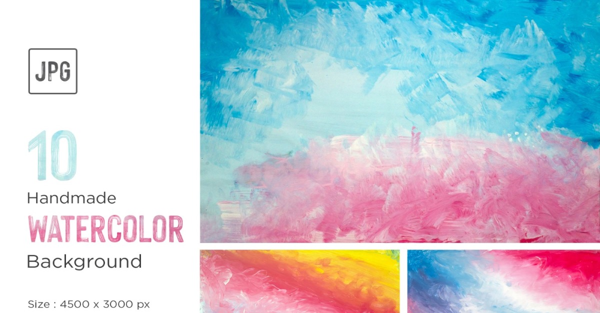 Hand painted, Watercolor Background & Watercolor Splotches Set