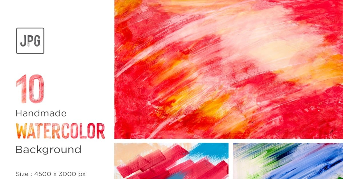 Hand painted Watercolor Background & Watercolor Splotches Set