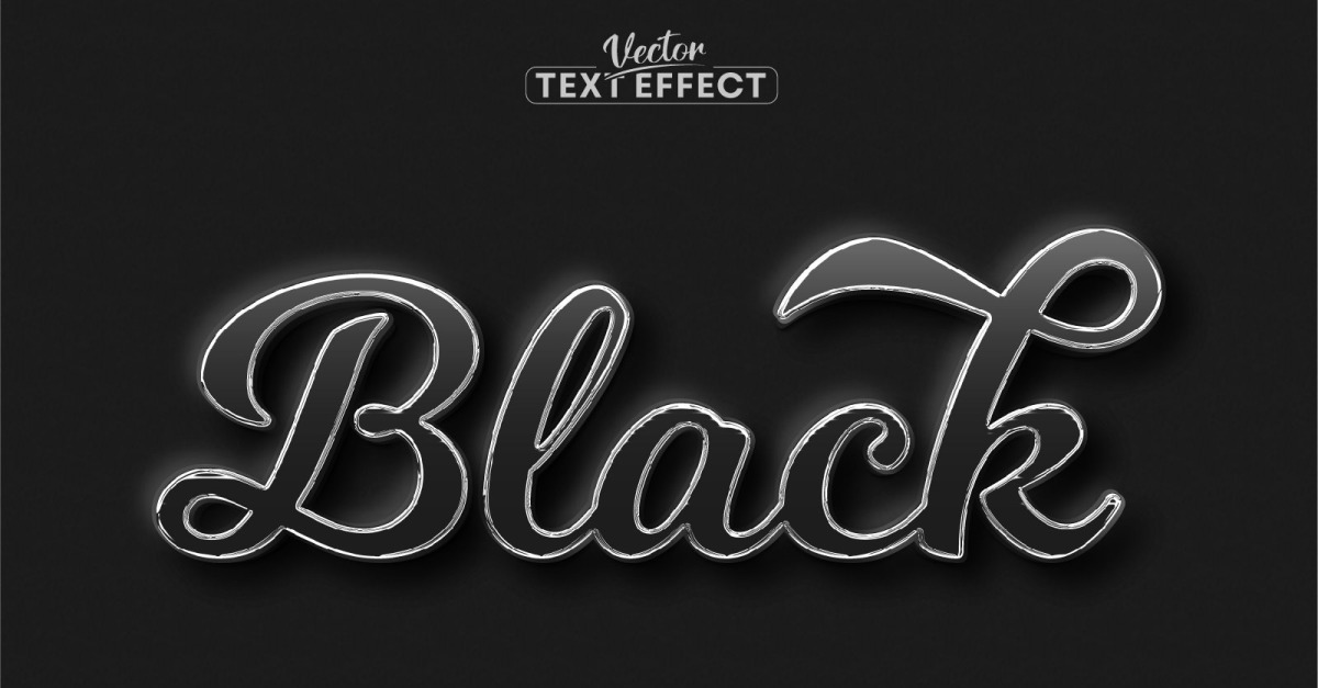 Black - Editable Text Effect, Calligraphy Metallic Shiny Text Style ...