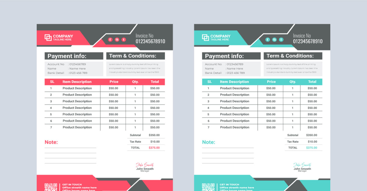 Invoice template and payment agreement - TemplateMonster