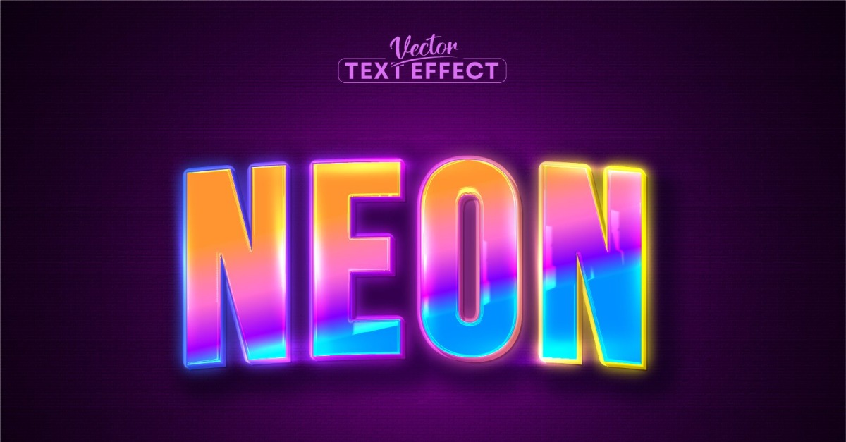 Neon - Editable Text Effect, Colorful Shiny Neon Light Text Style ...