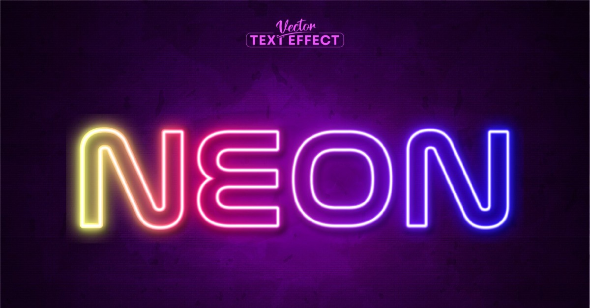 Neon - Editable Text Effect, Shiny Colorful Neon Light Text Style ...