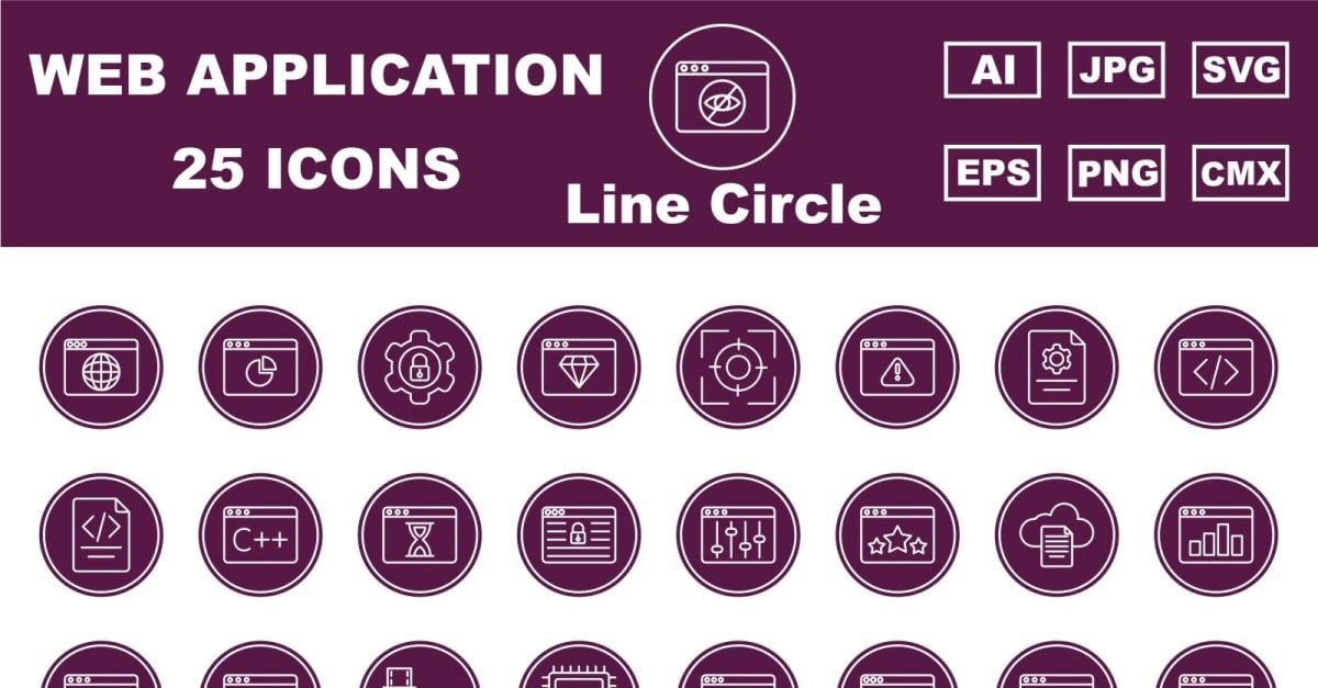25 Premium Web and Application Line Circle Icon Pack