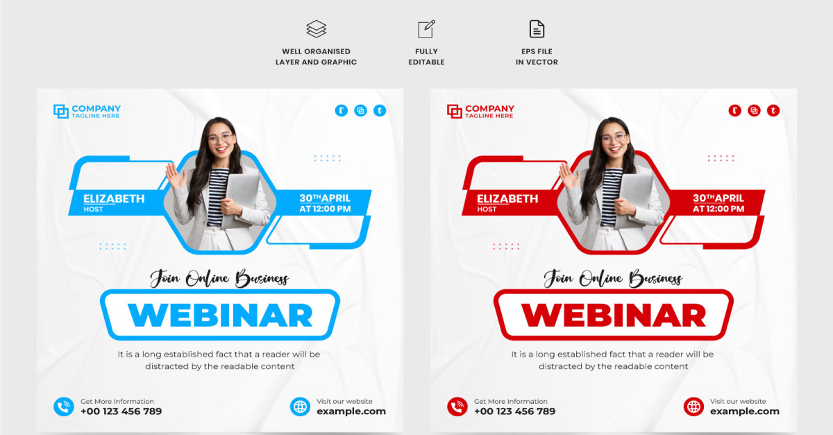 Webinar social media post vector design - TemplateMonster