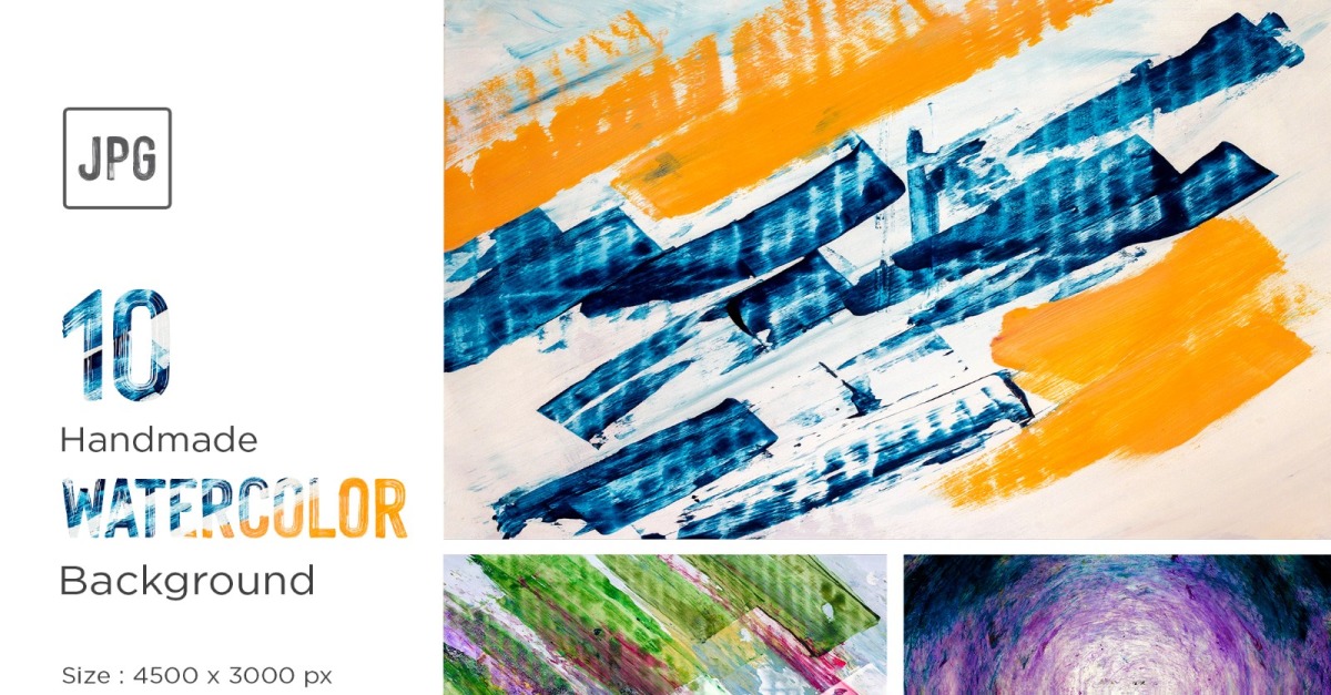 Hand painted Watercolor & Splotches Background Set