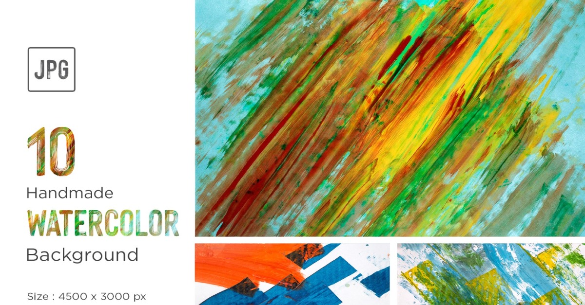 Hand painted, Watercolor Backgrounds & Watercolor Splotches Set