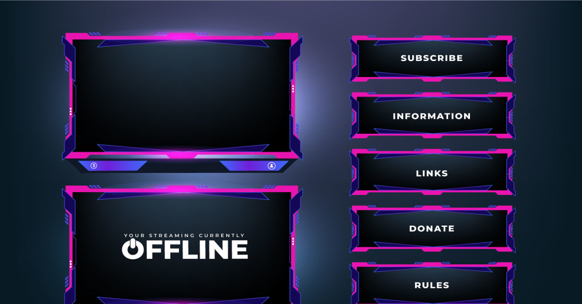Live gaming overlay template vector #277394 - TemplateMonster