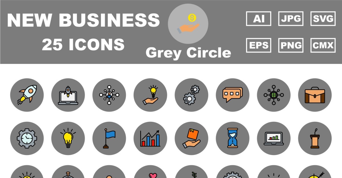 25 Premium New Business Grey Circle Icon Pack