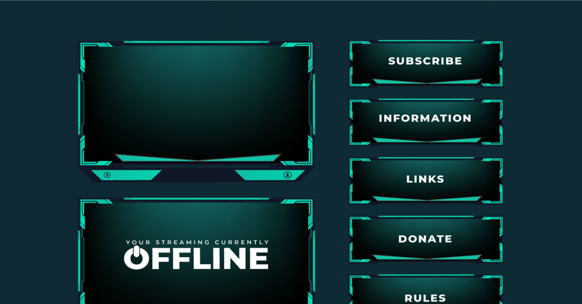 Green color live streaming overlay #277462 - TemplateMonster