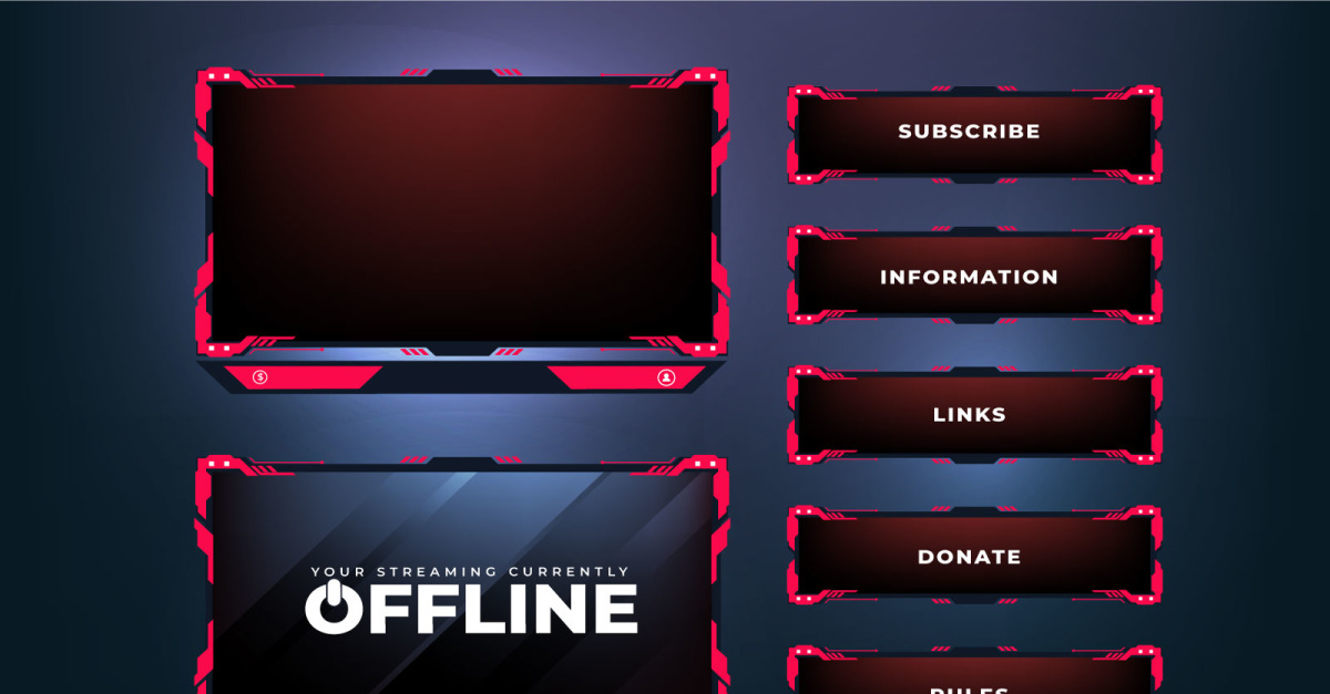 Modern streaming overlay design vector - TemplateMonster