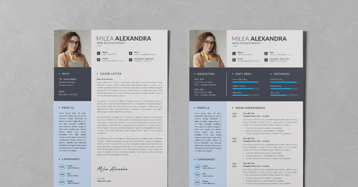 Creative Modern Professional Resume/CV Design PSD Templates