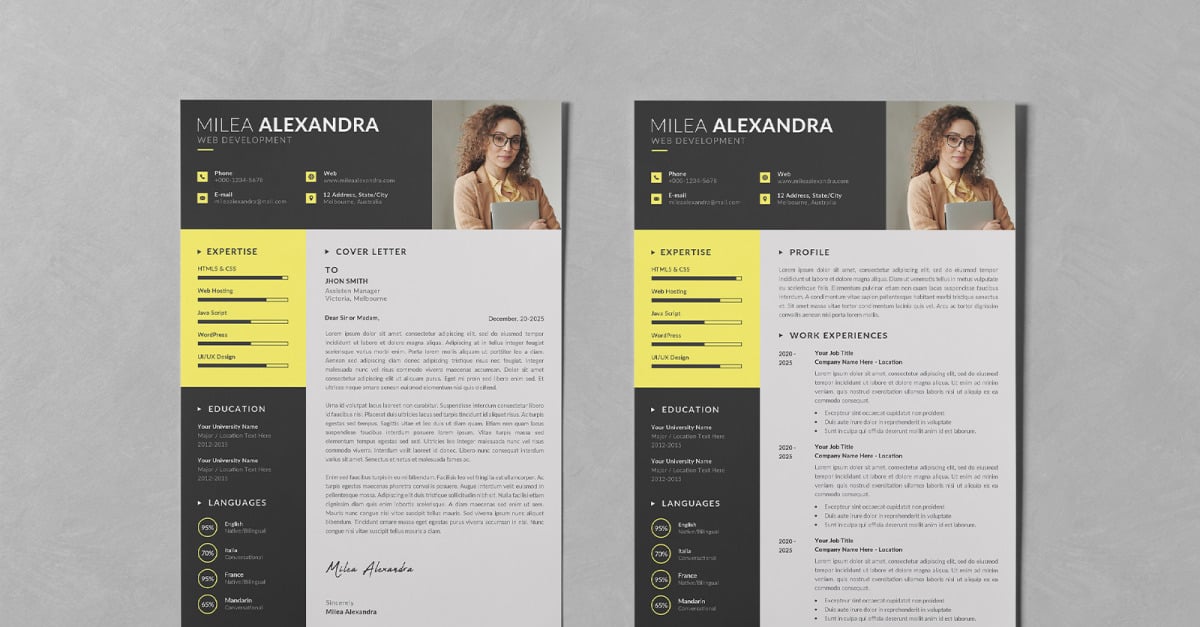 Clean Minimalist Resume/CV Design Templates - TemplateMonster