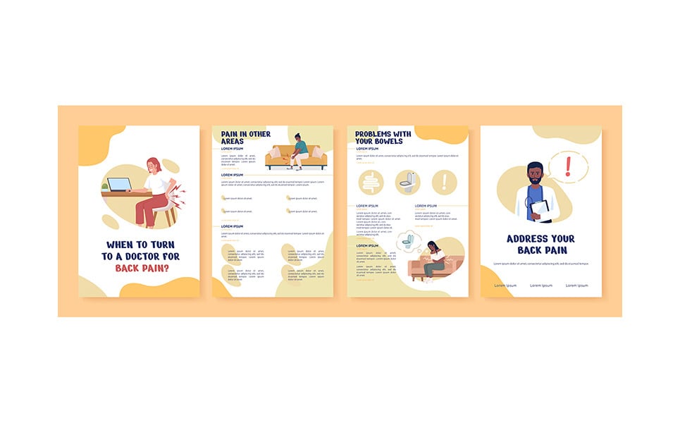 Pain and healthcare flat vector brochure template