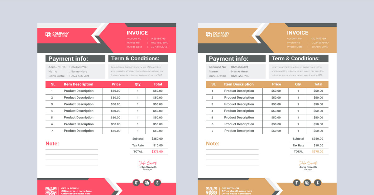 Product purchase cash receipt template vector design